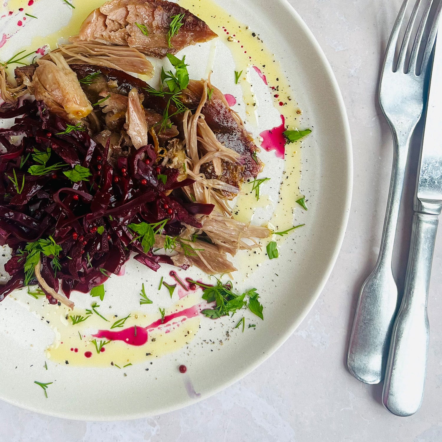 Confit Turkey Leg with Pickled Red Cabbage Recipe | Joseph Joseph AU